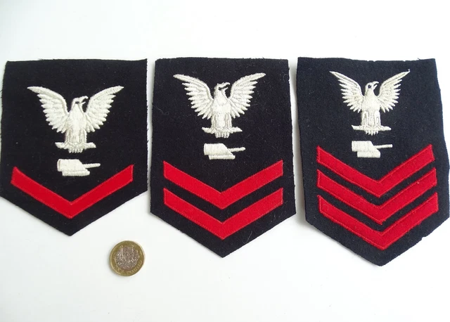 WWII 1940'S US NAVY TURRET CAPTAIN RED STRIPE RANK SHOULDER PATCHES ...