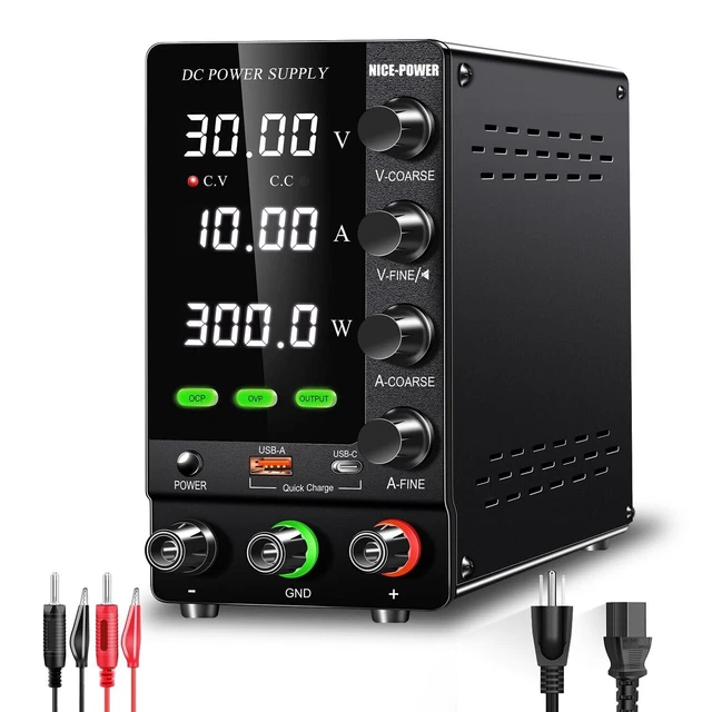 NICE-POWER DC POWER Supply Variable 30V 10A, Adjustable Regulated DC ...