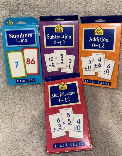 SCHOOL ZONE MATH Flash Cards Numbers- Addition - Subtraction - Multiply ...