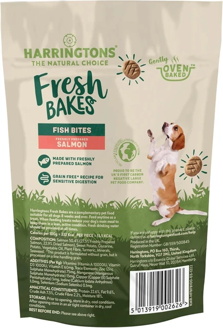 HARRINGTONS FRESH BAKES Grain Free Baked Salmon Fish Bites Dog Treats ...