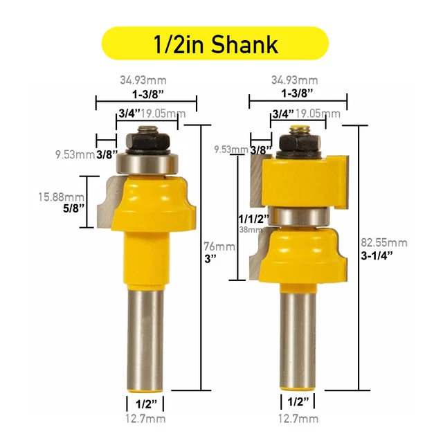 JOINT ROUTER BITS Set Tongue & Groove Window Sash Ogee 1/2" 12mm Shank ...