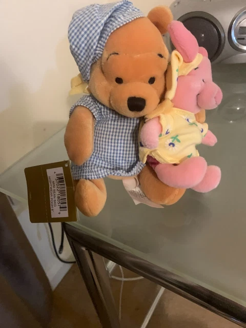 WINNIE THE POOH with Piglet Nightwear Pooh Plush Soft Toy Disney Store 8" Tags £11.11 - PicClick UK
