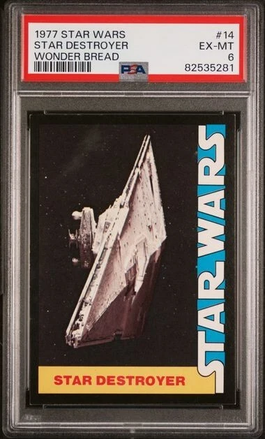 1977 STAR WARS Wonder Bread Star Destroyer #14 PSA 6 EX-MT carte ...
