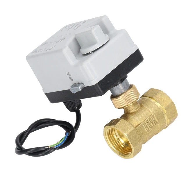BRASS MOTORIZED BALL Valve DN25 2-Way Electric 2 Wire Normally Open ...