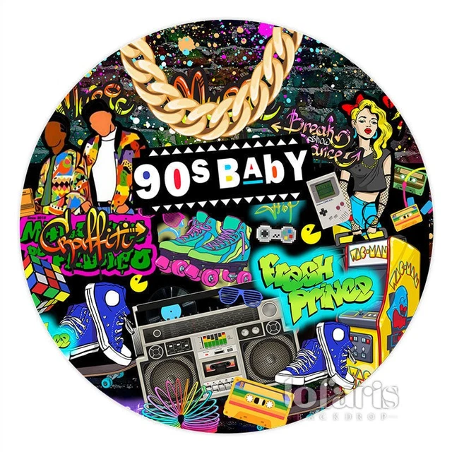 90S BABY GRAFFITI Cool Gender Reveal Round Backdrop $38.01 - PicClick AU