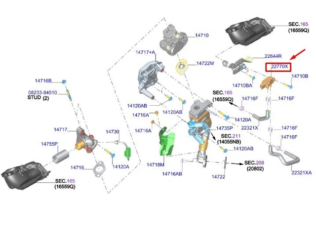 NISSAN QASHQAI J12 MK3 Exhaust Gas Pressure Sensor 2277000Q0D NEW ...