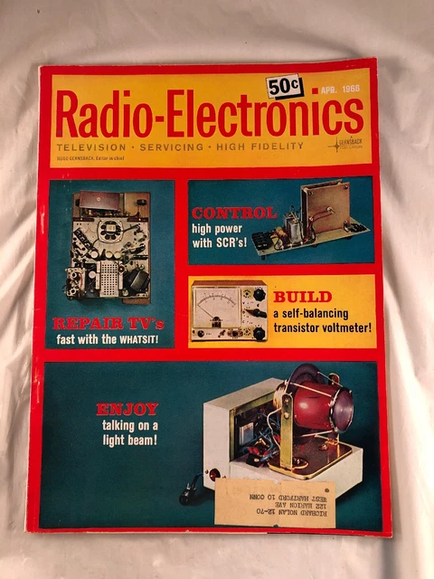 VINTAGE RADIO ELECTRONICS Magazine April 1966 Repair TV Build Voltmeter ...