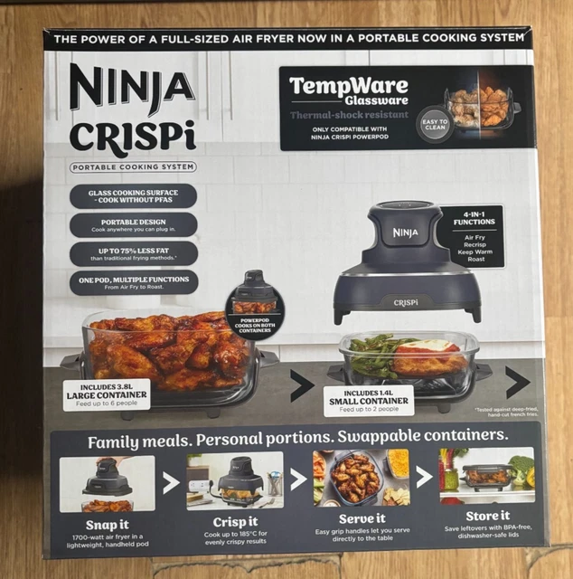 NINJA CRISPI 4-IN-1 Portable Glass Air Fryer - Cyber Space Grey - (Box ...