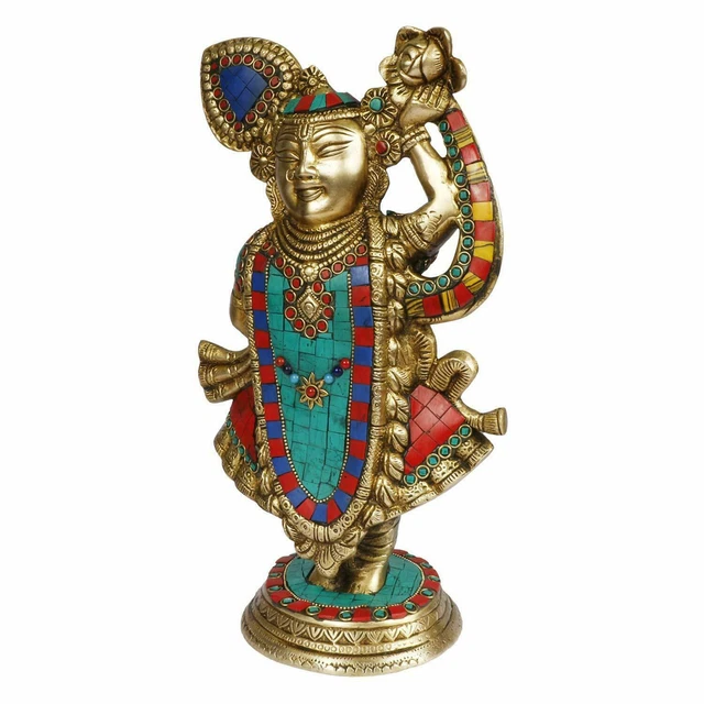 BRASS DWARKADHISH BHAGWAN Lord Shrinath Ji Krishna Idol Statue £470.28 ...