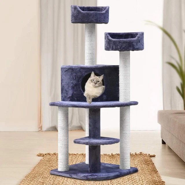CAT TREE 126CM, Cat Tower with Condo, Cat Scratching Post Pet Scratcher ...