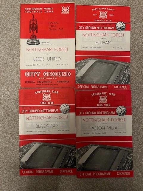 NOTTINGHAM FOREST PROGRAMMES 4 from 65/66 season and 3 from the 80s £5. ...