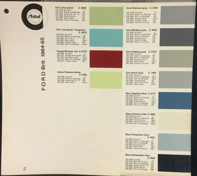 RARE NUANCIER COLOR Chart Book 1965 HADFIELDS Citroën Peugeot Renault ...