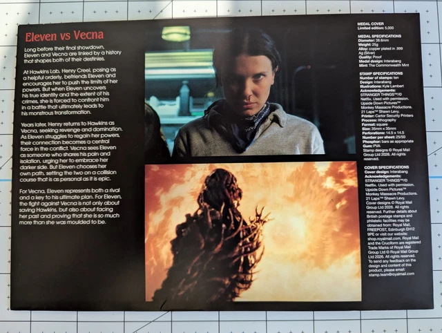 STRANGER THINGS ROYAL Mail 2026 Limited Edition Stamps Medal Cover £57. ...