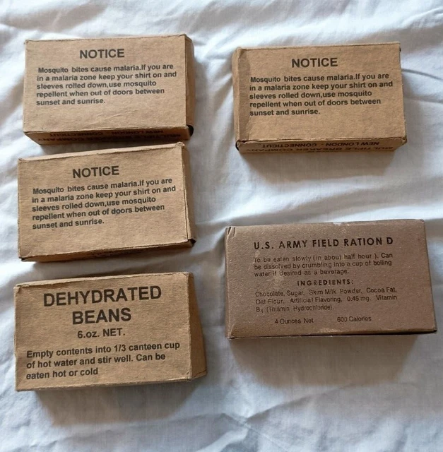 US WW2 RATIONS 5 Various Boxes - Carmel- Ration D - Reproduction $19.27 ...