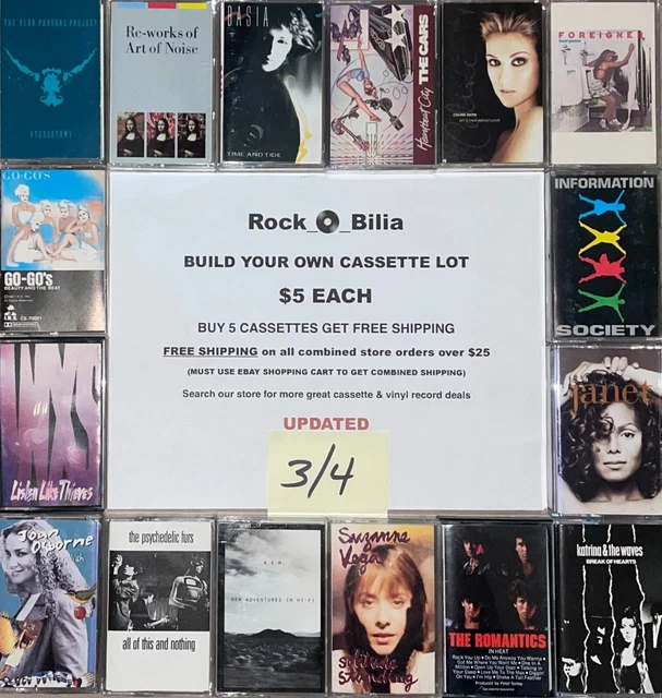 ALL $5 80'S-90'S ROCK POP BUY 5 & GET FREE SHIPPING BUILD YOUR CASSETTE ...