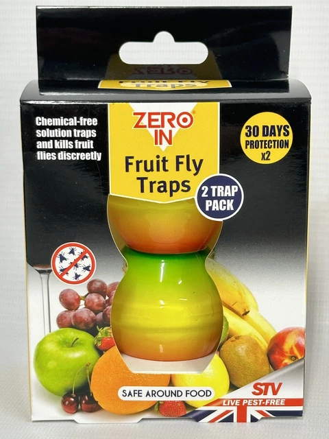 ZERO IN FRUIT Fly Traps Twin Pack Non Toxic Chemical Free Indoor Insect Control £7.99 - PicClick UK