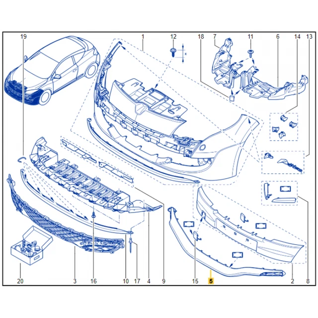 GENUINE RENAULT MEGANE Mk3 3-Door Coupe Front Bumper Moulding ...