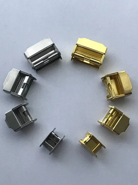 SLIDING CLAMP SAFETY Clasp Buckle Watch Strap Bracelet 7mm to 22mm Gold ...