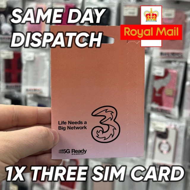 THREE NETWORK SIM Card – 1x PAYG Prepaid – Standard/Micro/Nano £0.99 ...