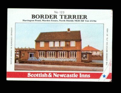 STREICHHOLZSCHACHTEL LABEL PUB Border Terrier Marden Estate North ...