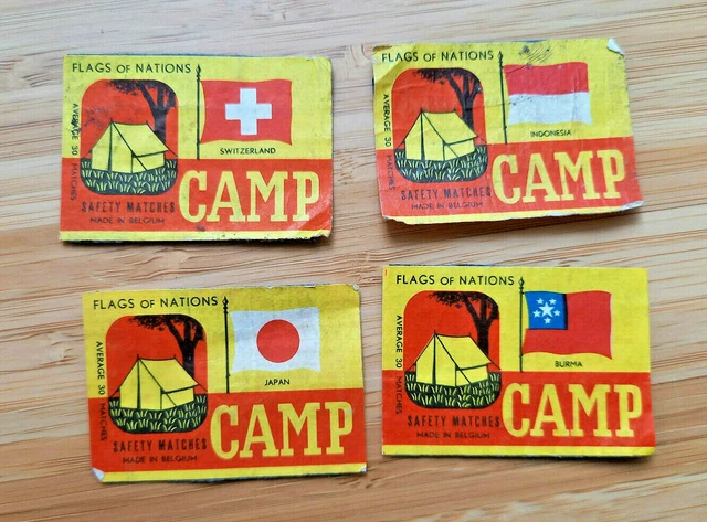 CAMP SAFETY MATCH - Flags Of Nations - Japan plus - 4 x Vintage ...