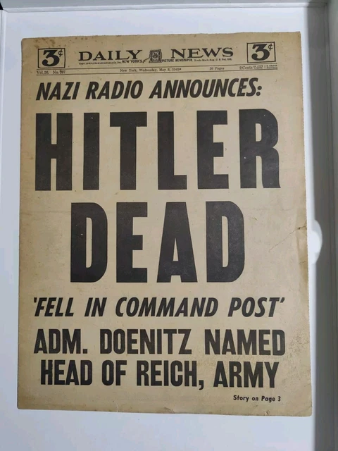 HITLER DEAD NEW York Daily News WHOLE ORIGINAL Newspaper WW II May 2 ...