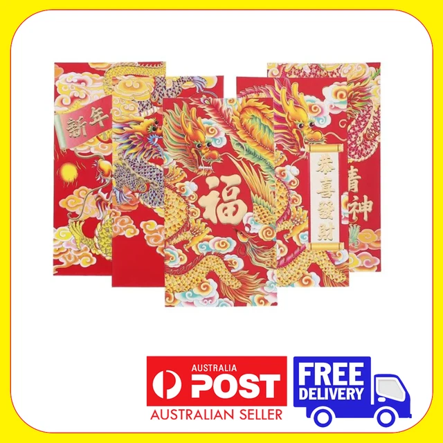 UNIQUE RARE LARGE Lucky Red Packet Lunar New Year Dragon Money Pocket ...