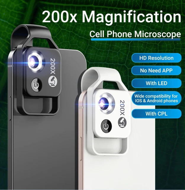 APEXEL HD 200X portable microscope mobile phone lens with CPL EUR 59,38 ...