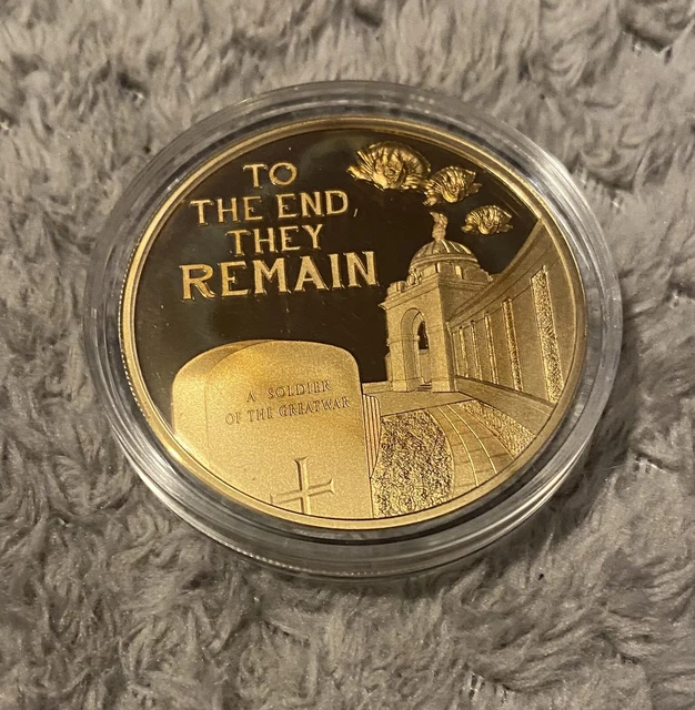 CENTENARY OF THE First World War PROOF coin smothered in 24k GOLD-FAST ...