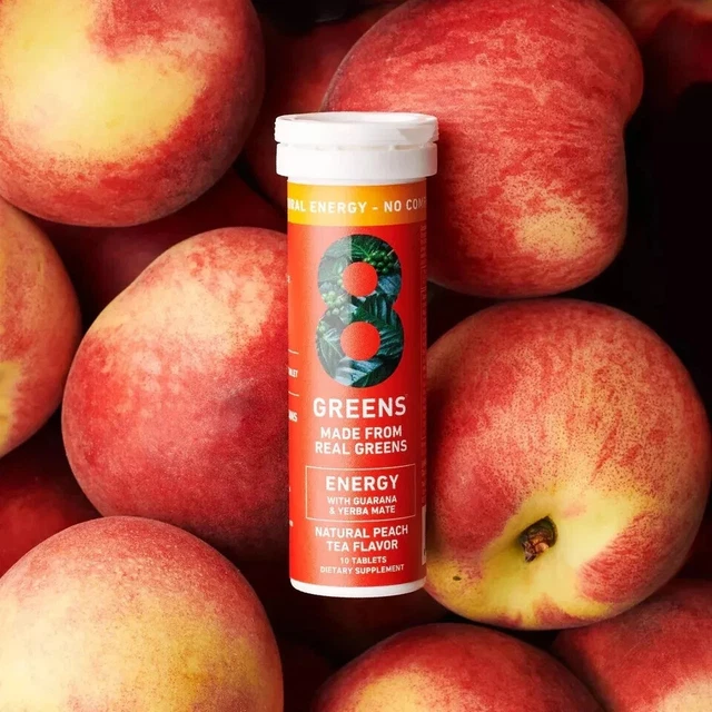 8GREENS MEGA ENERGY Fizzy Tablet Peach Tea - 10 Count £7.50 - PicClick UK