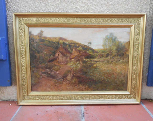 TABLEAU ANCIEN PEINTURE Huile sur Toile Ecole de Barbizon Harpignies Moulin XIXe EUR 199,99 ...