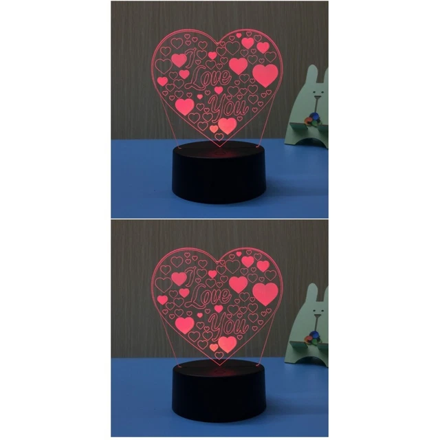 2 PCS NIGHT Lights Bedside Touch Lamp LED Heart Shape Projection £30.28 ...