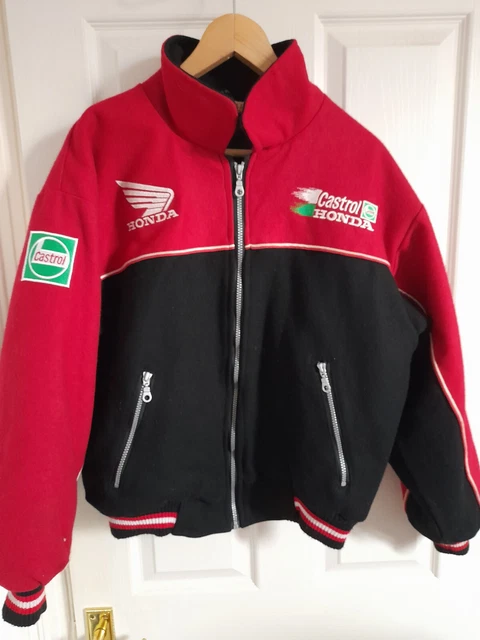 RARE HONDA CASTROL HRC Formula1 Racing Bomber Vintage Jacket Sz S Red/Black Wool £79.00 ...