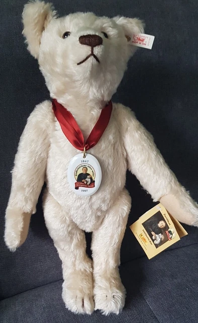 STEIFF JUBILÄUMSBÄR Limitiert 1997 40cm Weiß Selten Signatur Neu EUR ...