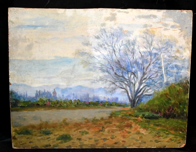 TABLEAU ANCIEN HUILE paysage Impressionniste Barbizon monogramme fin XIXème EUR 15,50 - PicClick FR