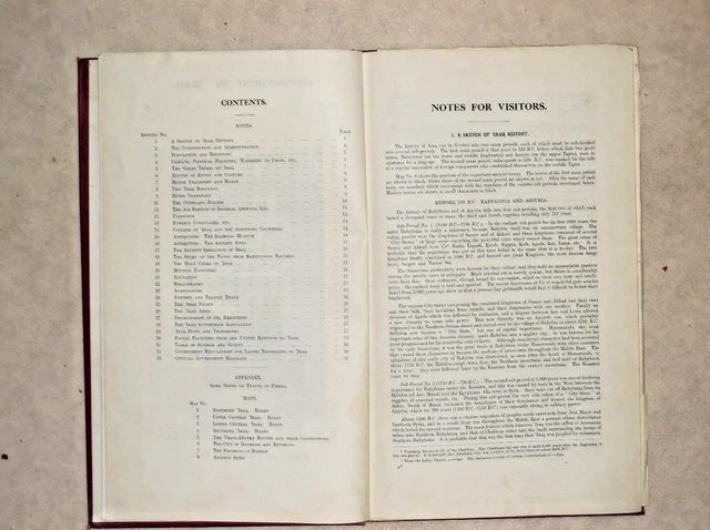 ANTIQUE 'MAPS OF IRAQ WITH NOTES FOR VISITORS', 1929. Pub'd. by Gov't ...
