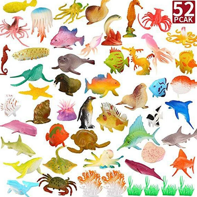 LIFELIKE AQUATIC ANIMAL Figures 52 piece Plastic Sea Fish Models for ...