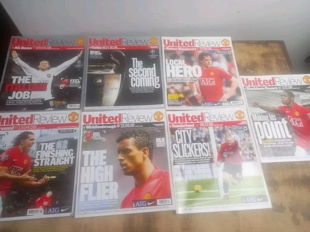 7 MANCHESTER UNITED Football Programmes. United Review 2008 Joblot £3. ...