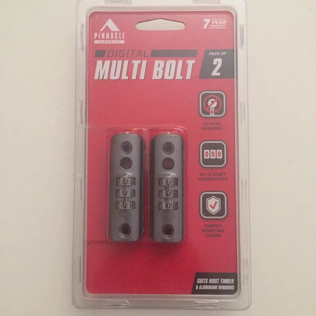 MULTI BOLT WINDOW Lock 2Pcs 3-Digit Combination Code - Pinnacle Silver ...