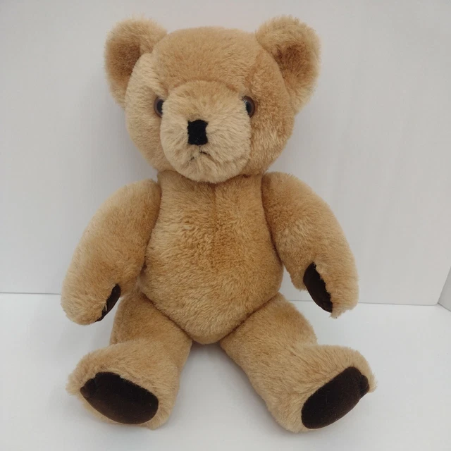 VINTAGE JOINTED TAN Teddy Bear with Brown Velvet Paws and Brown eyes £9 ...