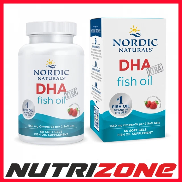 NORDIC NATURALS DHA Xtra 1660mg Omega 3 Fatty Acids, Strawberry - 60 ...