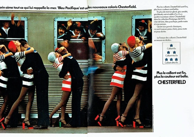 PUBLICITÉ ADVERTISING 0323 1973 bas & collants Chesterfield Bleu ...