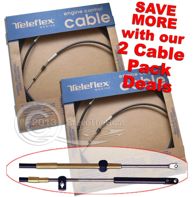 PAIR MERCURY/MARINER SEASTAR 600A Remote Control Throttle/Gear Cables ...