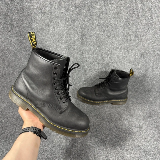 DR MARTENS BOOTS Mens Size 10 Slip Resistant Safety Work Black Leather ...