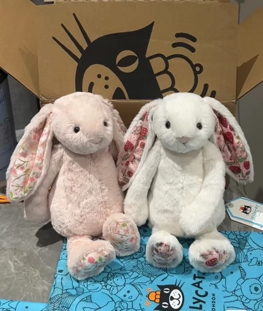 JELLYCAT AUTHENTIC BLOSSOM Cream Medium White /Pink Bunny Berry New ...