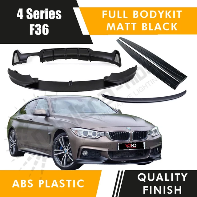 MATT BLACK BODY KIT for BMW 4 SERIES F36 SPLITTER DIFFUSER SIDE SKIRTS ...