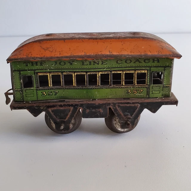 MARX THE JOY Line Observation Train Coach Car 357 Prewar Green Orange ...