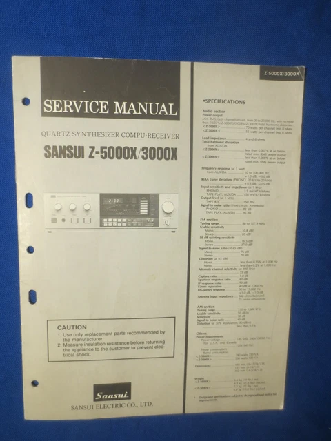 SANSUI Z-5000X Z-3000X Turntable Service Manual Original Factory Issue ...