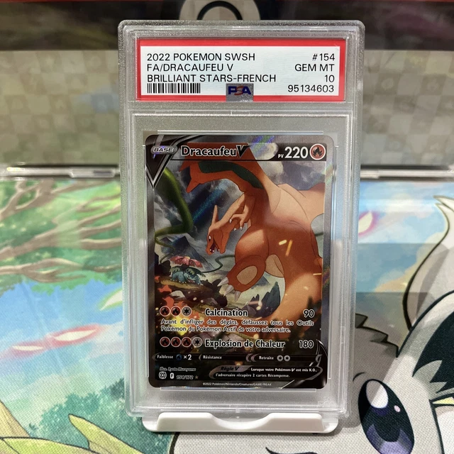 CARTE POKÉMON DRACAUFEU V Alt 154/172 PSA 10 Stars Étincelantes 2022 ...