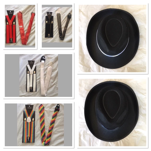 1920'S MAFIA FANCY Dress Costume Set Gangster Hat Suspenders Tie Party ...